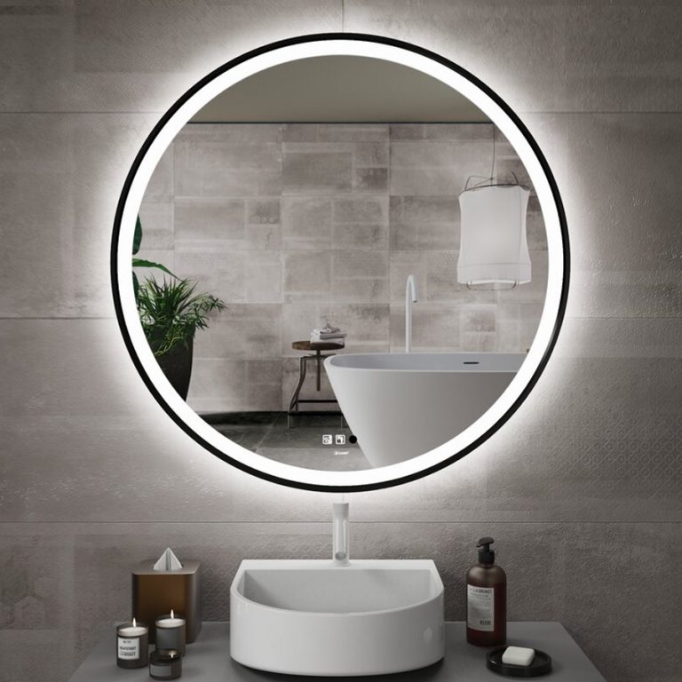 Astrid Beam Round Black LED Mirror | LED Mirrors | Bathshed