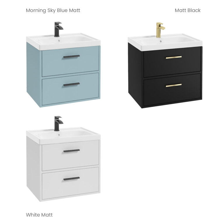 Finland 2 Drawer Wall Hung Vanity Unit | Scandinavian | Bathshed