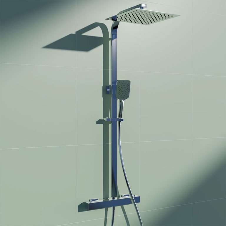 Fusion Chrome Square Exposed Shower Kit | Bathshed