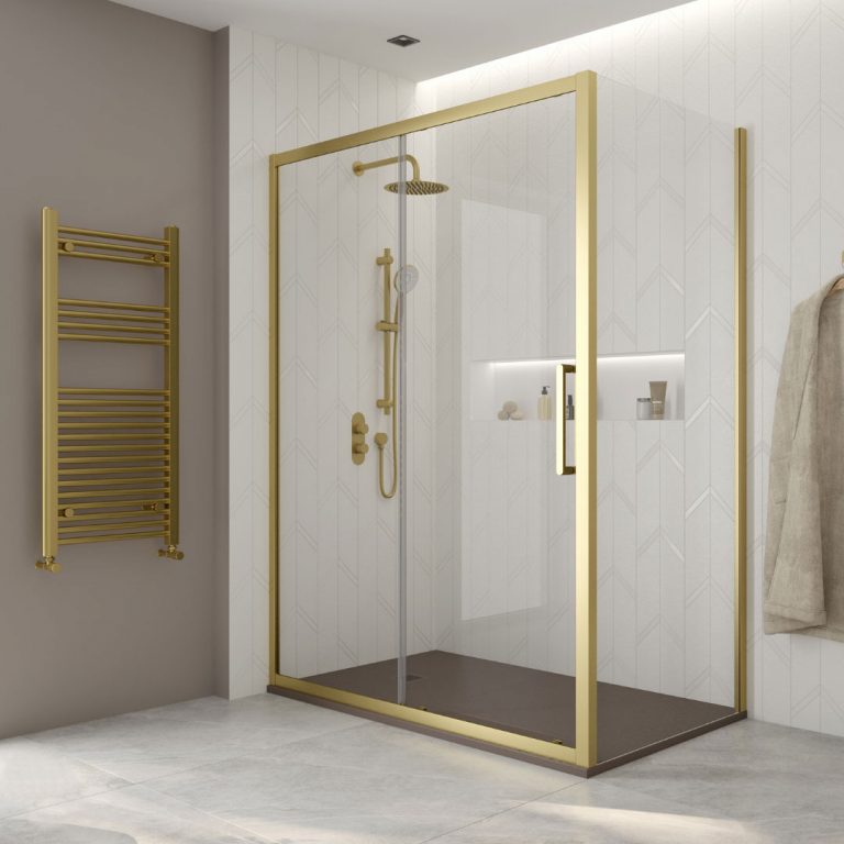 Aspect Brushed Gold 1300mm Sliding Shower Door | Bathshed