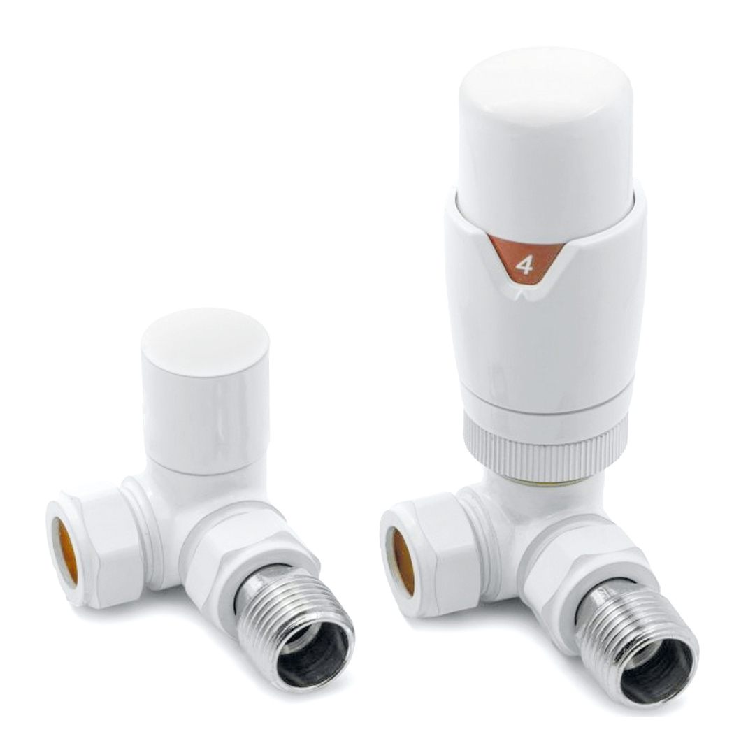 TRV Corner White Valves - Bathshed