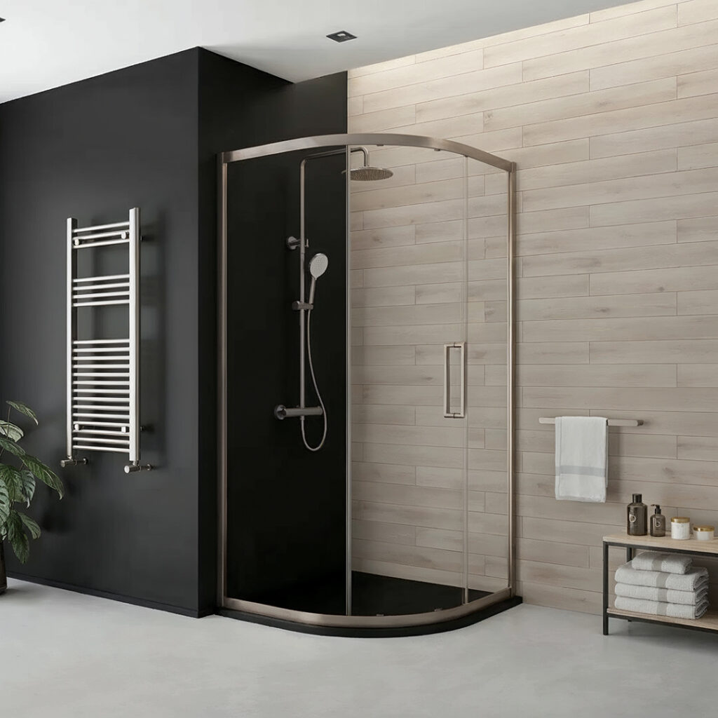 Aspect Brushed Nickel 1000 x 800mm Offset Quadrant Enclosure
